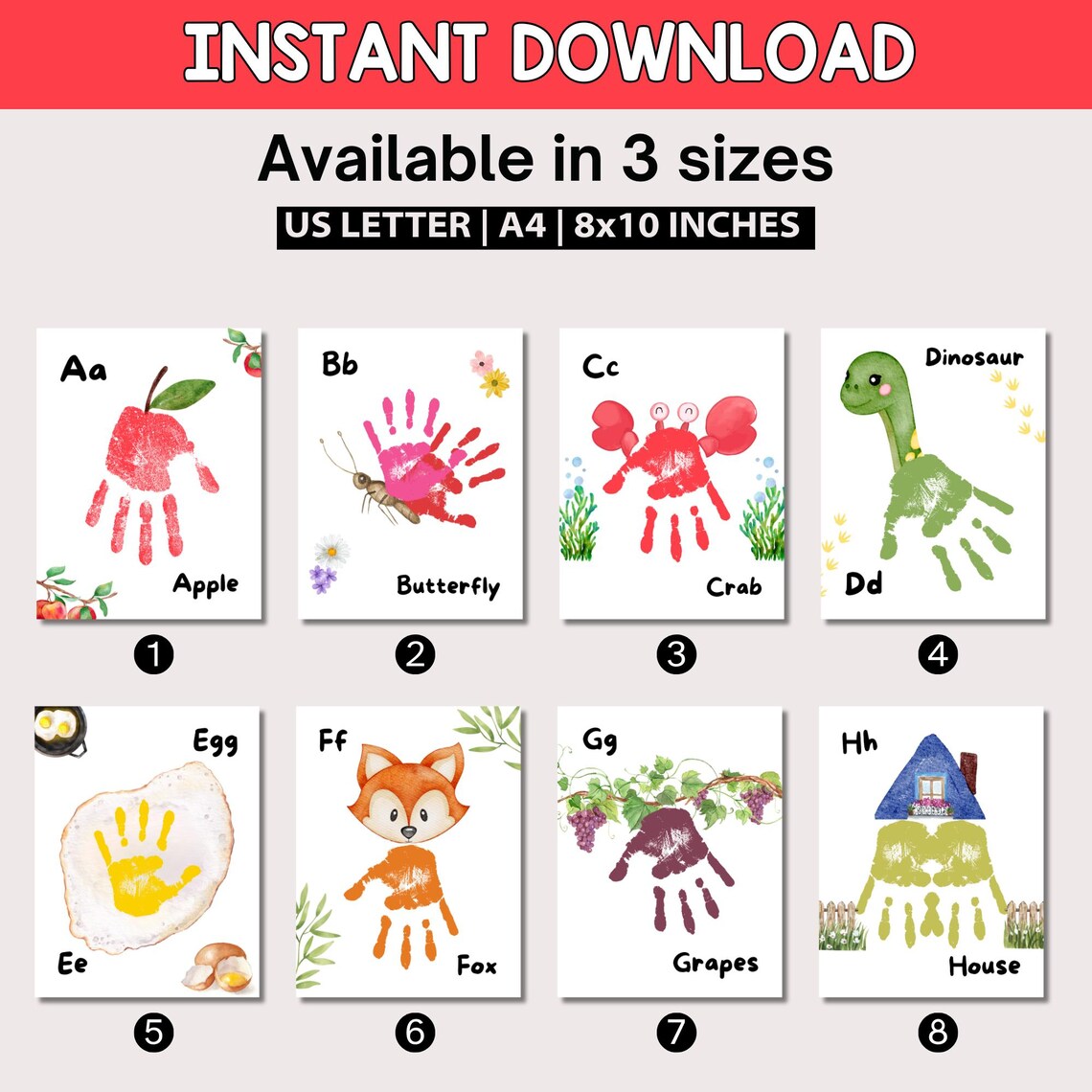Alphabet Handprint Book, ABC Handprint Craft, DIY Alphabet Book, ABC ...