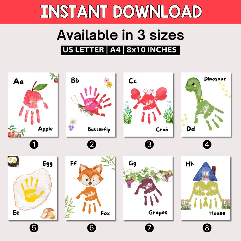 Alphabet Handprint Book, ABC Handprint Craft, DIY Alphabet Book, ABC ...