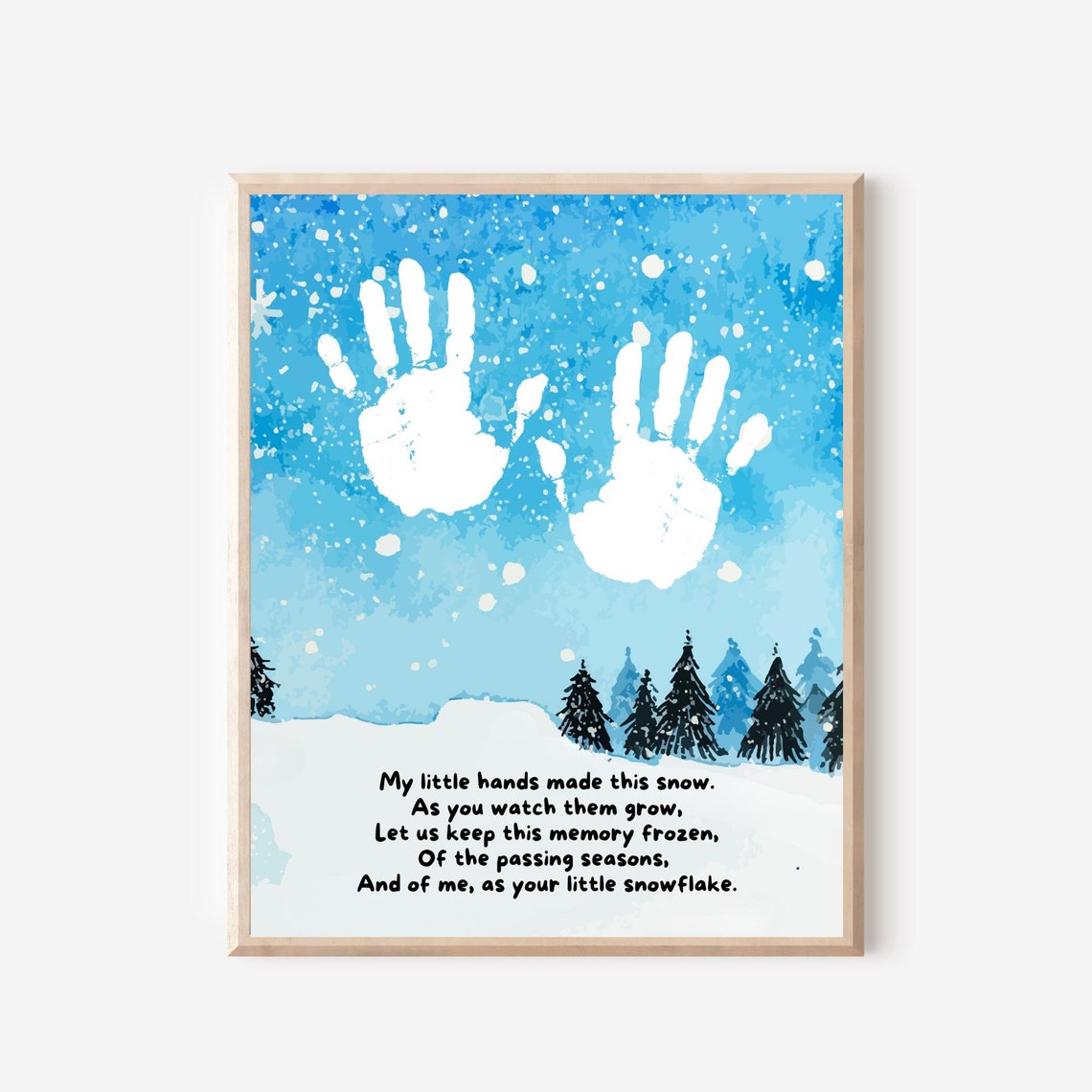 Snowflake Handprint Art, Winter Poem Handprint, Winter Craft Toddler ...