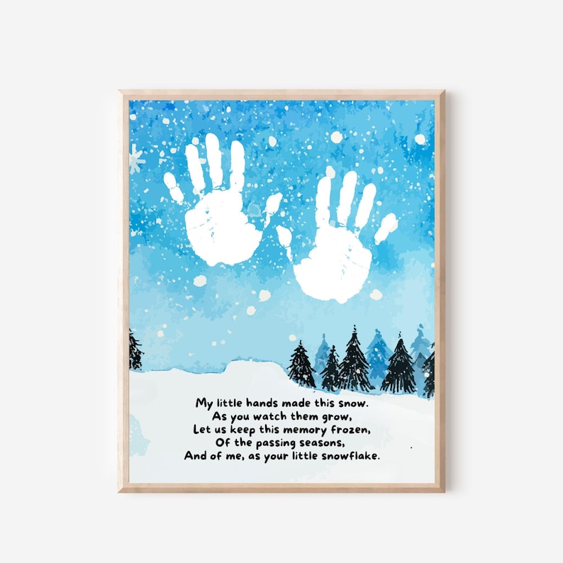 Snowflake Handprint Art, Winter Poem Handprint, Winter Craft Toddler ...