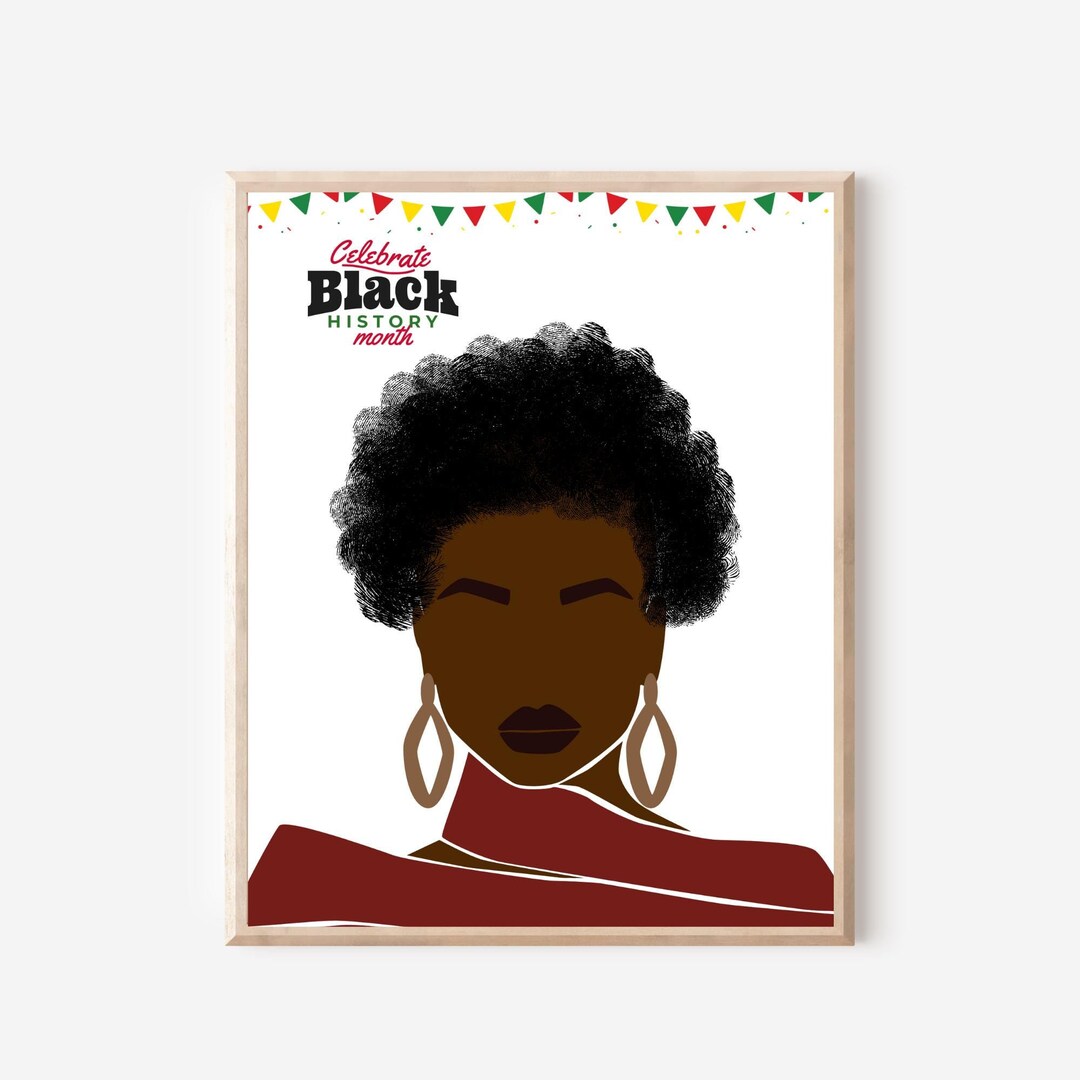 Black History Month Handprint, Black Woman Hair Fingerprint, Black Girl ...