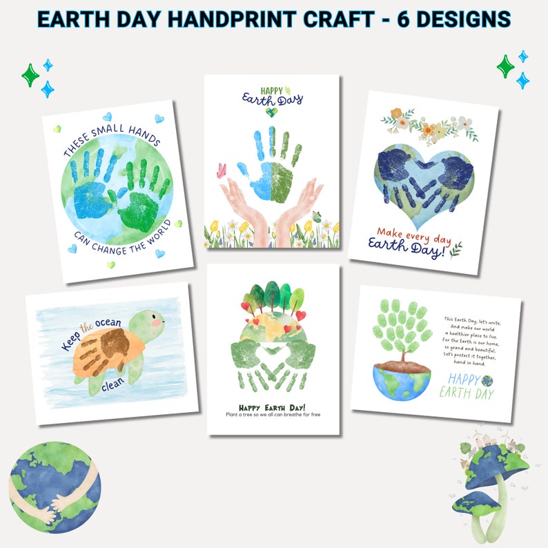 Earth Day Handprint Art Bundle, Earth Day Printable, Fingerprint Tree ...