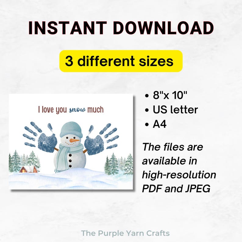 Snowman Handprint Craft, I Love You Snow Much Handprint, Winter ...