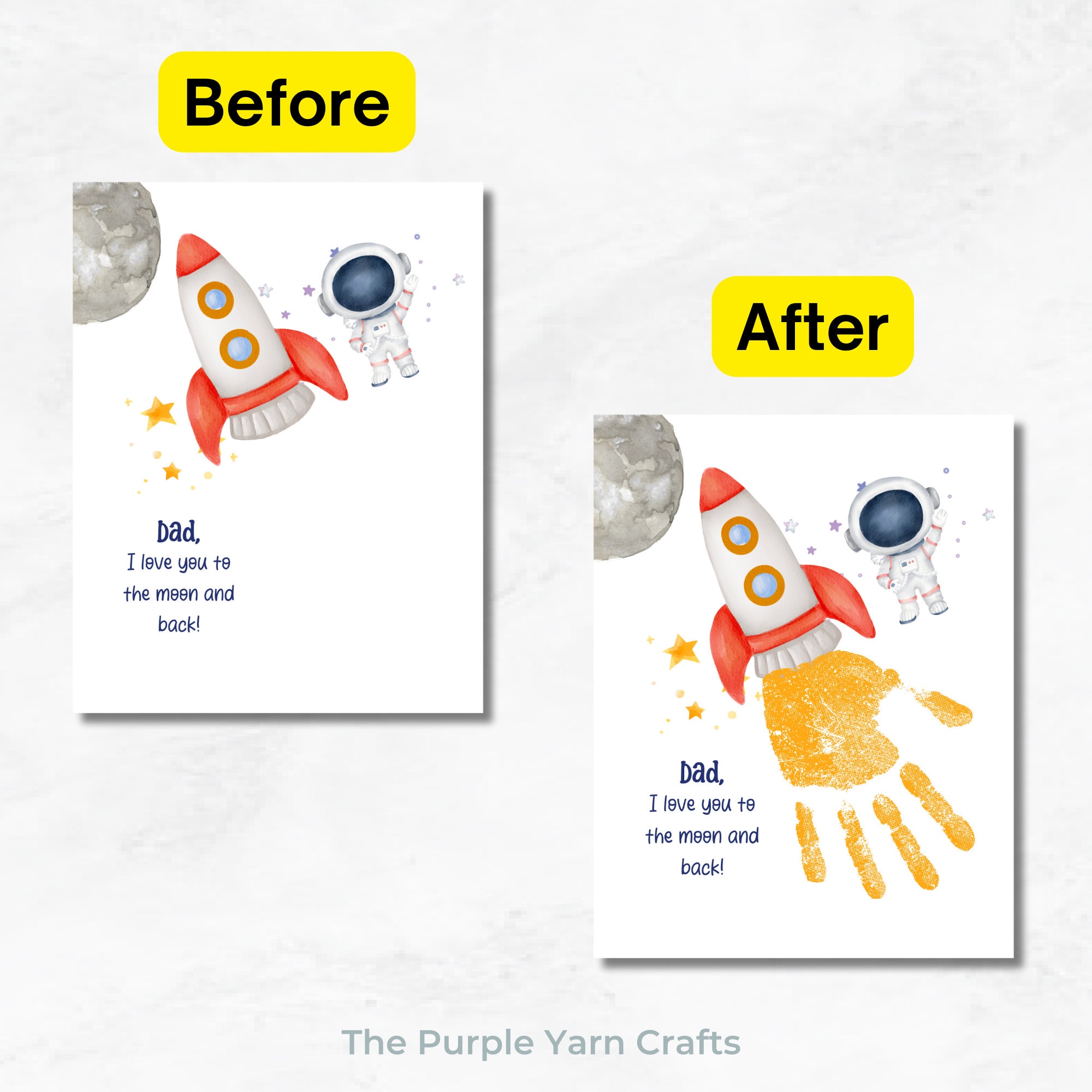 Love You to the Moon and Back Handprint, Father's Day Handprint, Dad ...