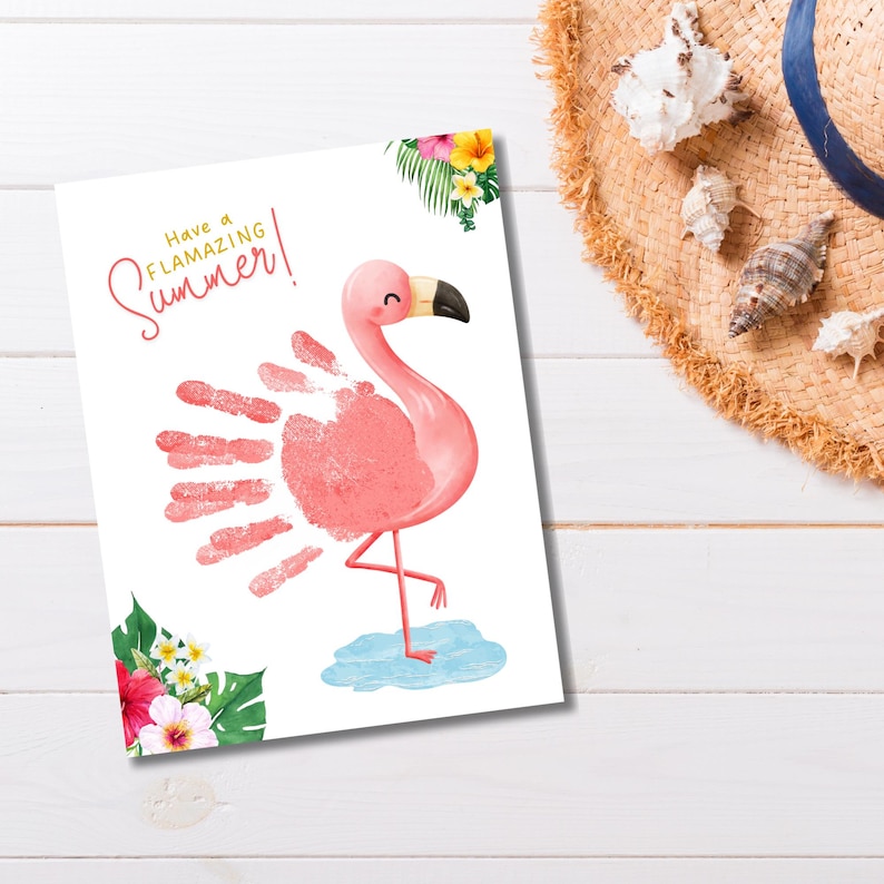 Flamingo Handprint Art, Summer Handprint Craft, Kids Gift Teacher ...