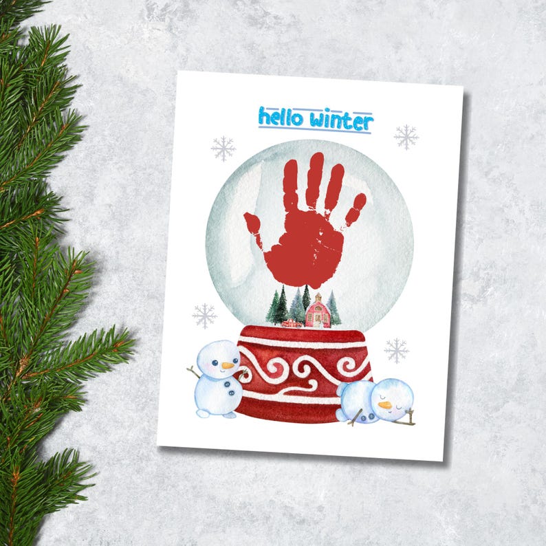 Snowglobe Handprint Craft, Snowglobe Printable, Hello Winter Handprint ...