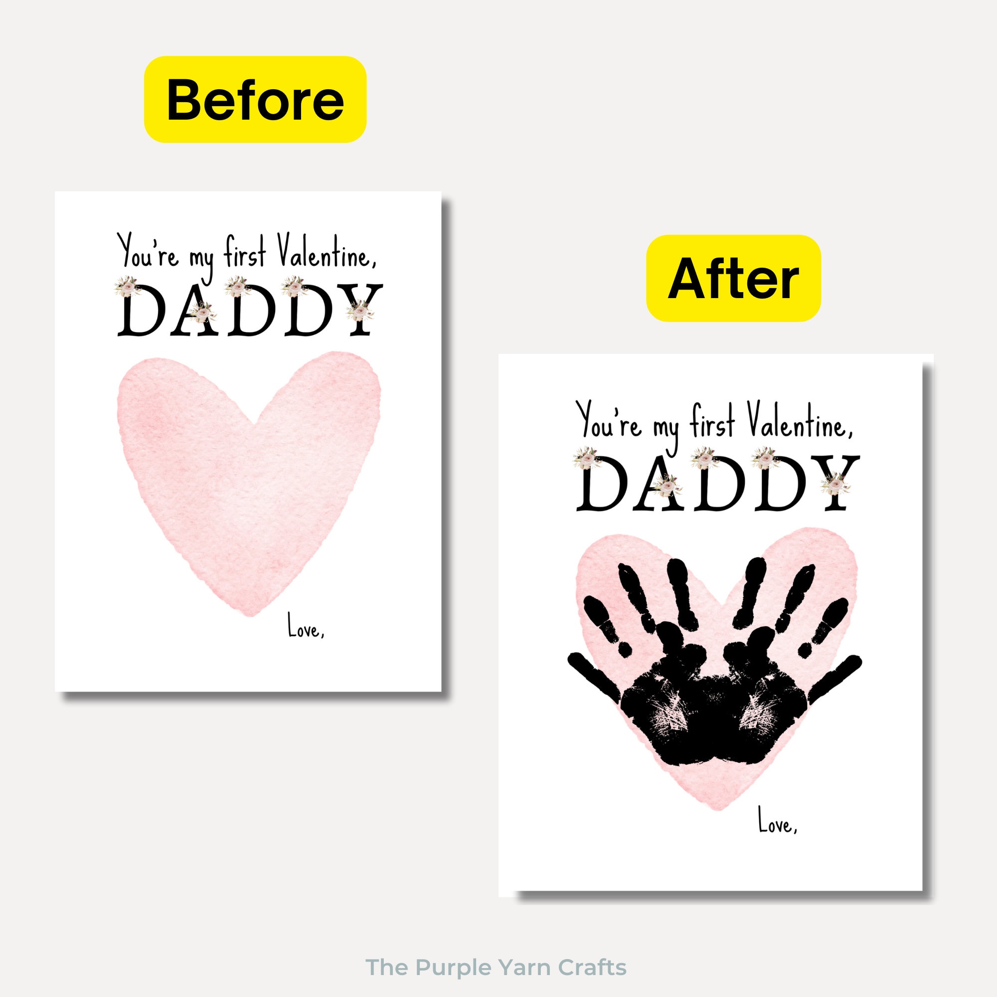 Valentine's Day Handprint Art Bundle, Fingerprint Craft, Baby Toddler ...