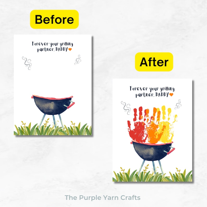 Grilling Father's Day Handprint, DIY Gift for Dad, Dad Gift From Kids ...