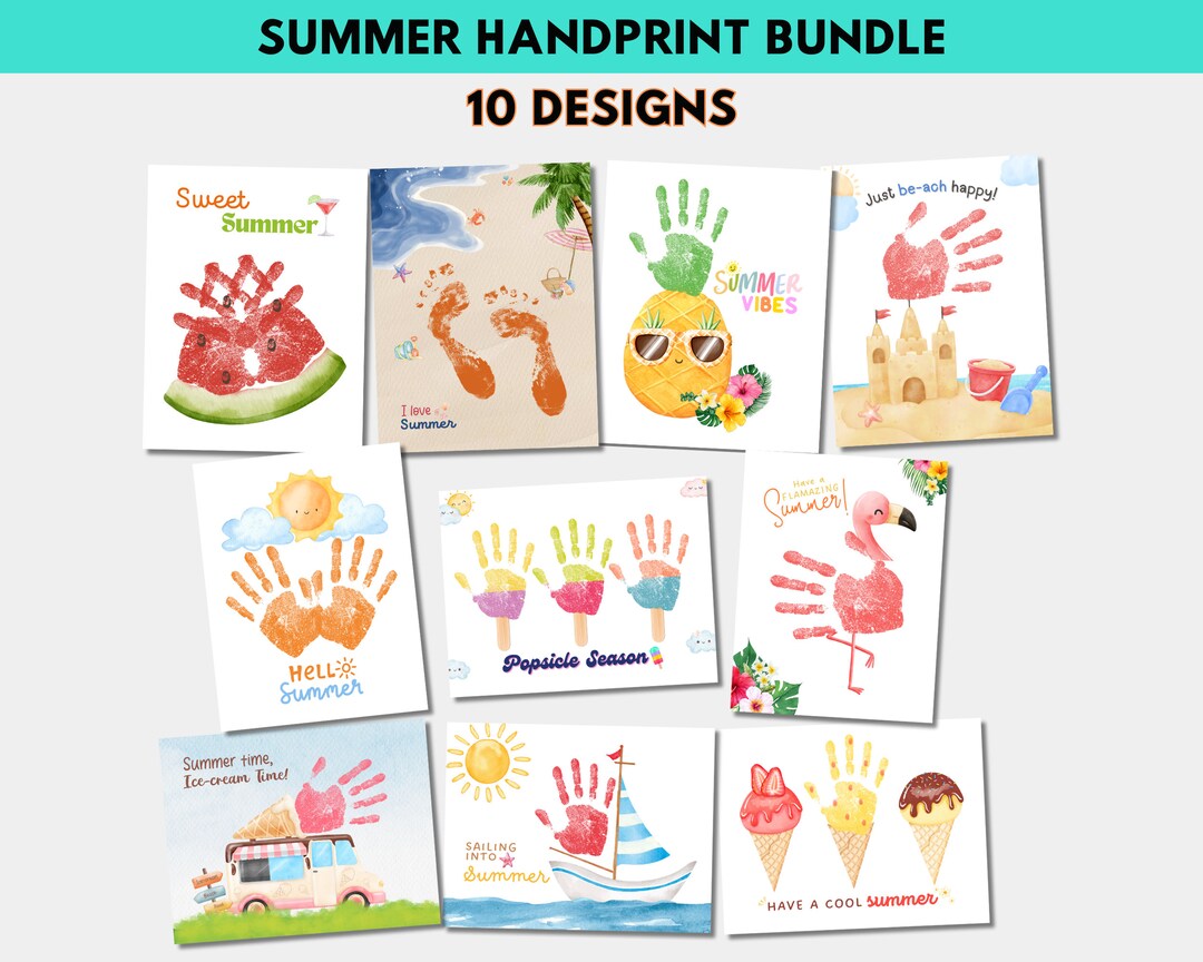 Summer Handprint Craft Bundle,summer Craft Kids,summer Footprint, Baby ...