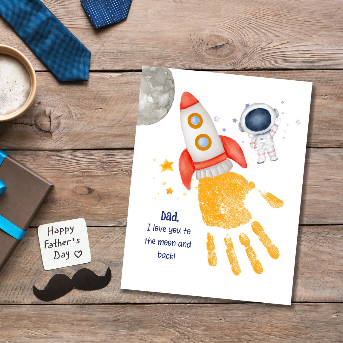 Love You to the Moon and Back Handprint, Father's Day Handprint, Dad ...