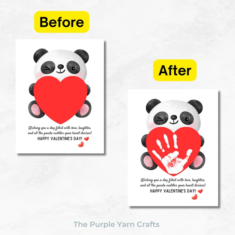 Panda Valentine Handprint Craft, Valentine's Day Handprint Art, Daycare ...