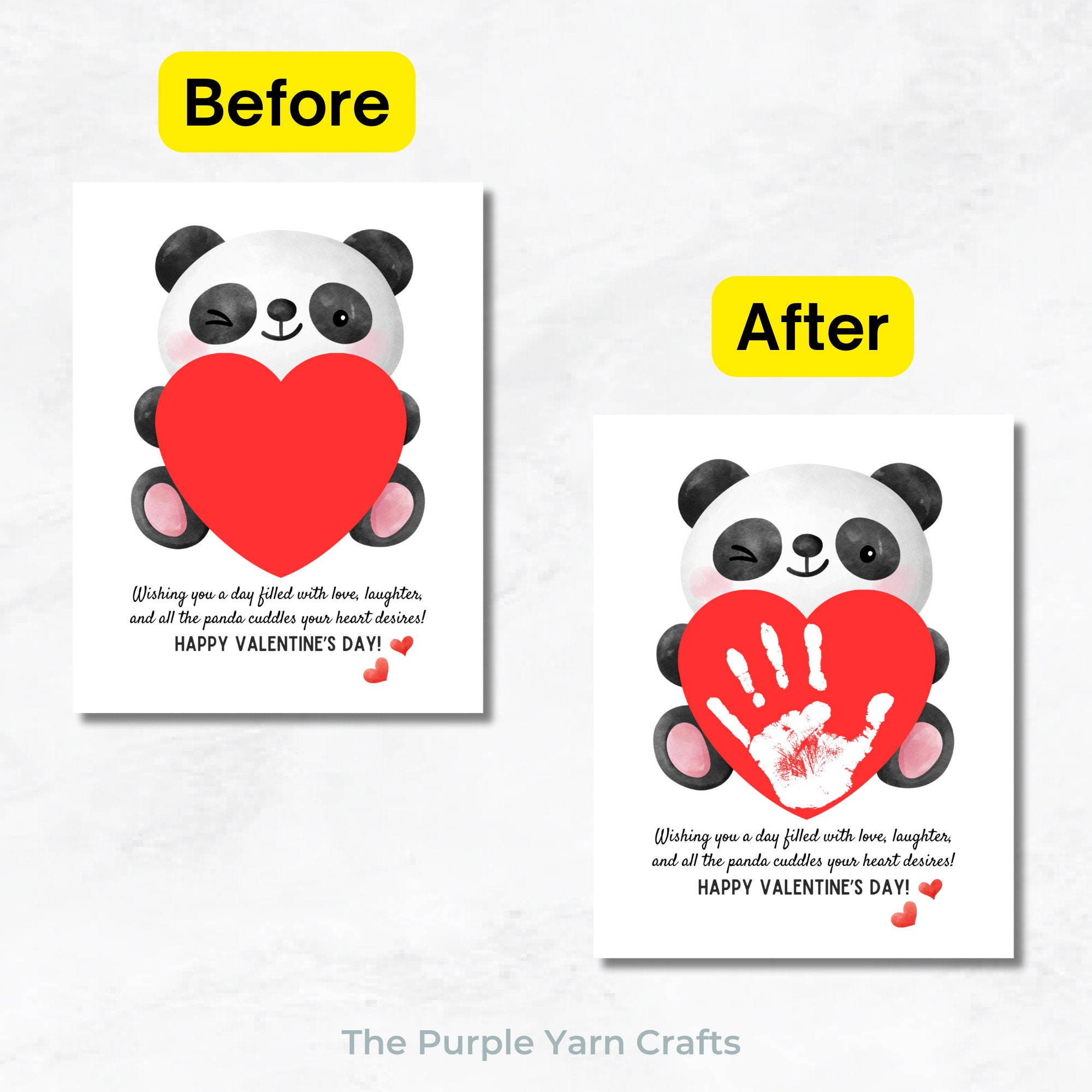 Panda Valentine Handprint Craft, Valentine's Day Handprint Art, Daycare ...