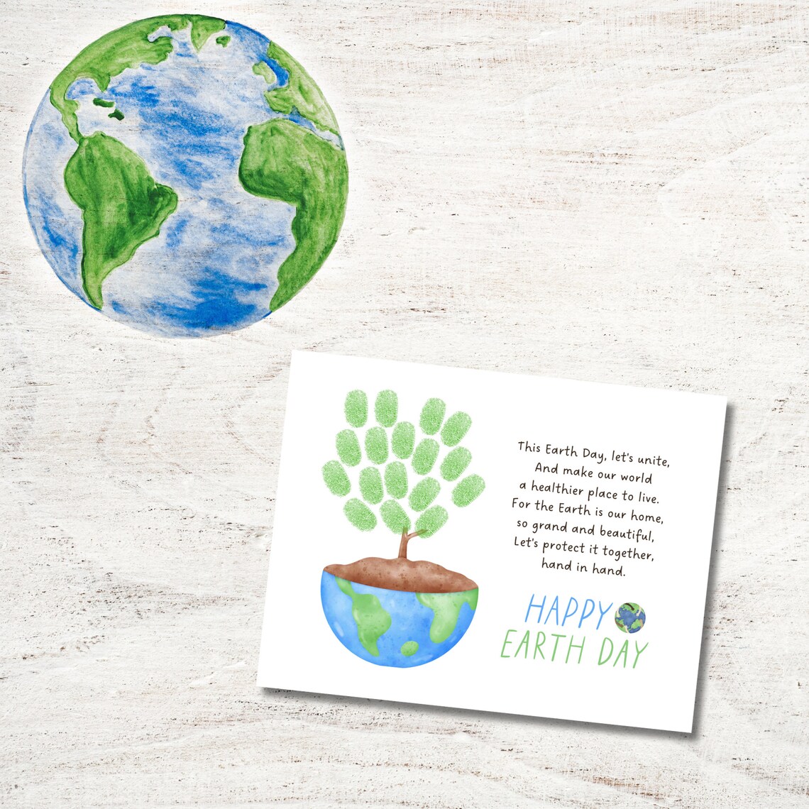 Earth Day Fingerprint Tree, Thumbprint Tree, Earth Day Printable, Earth ...