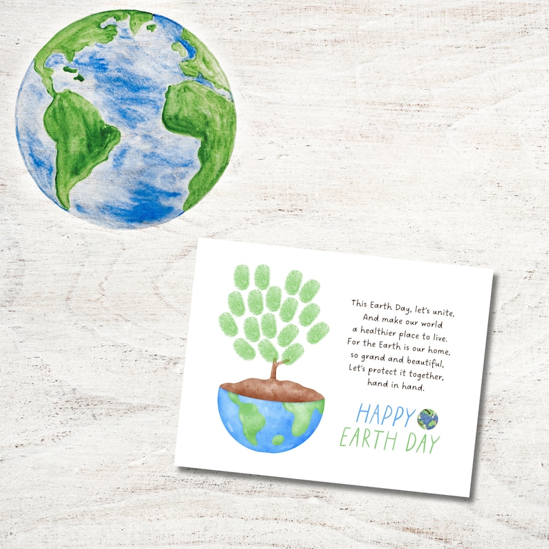 Earth Day Fingerprint Tree, Thumbprint Tree, Earth Day Printable, Earth ...