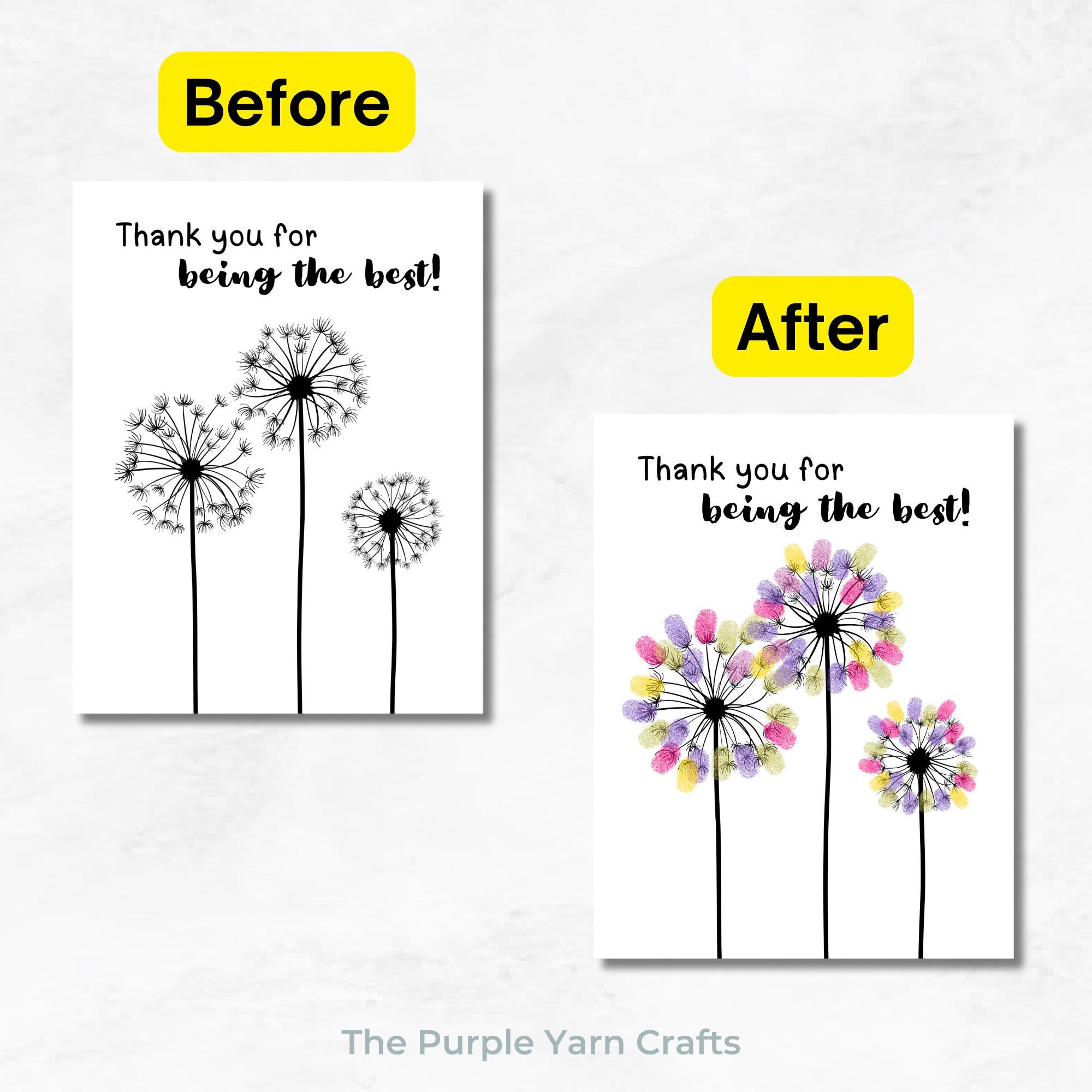 Dandelion Fingerprint Art, Fingerprint Gift Teacher Appreciation ...