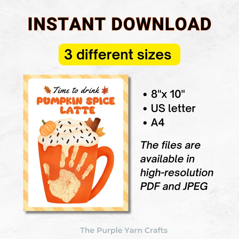 Pumpkin Spice Latte Handprint Craft, Fall Handprint Art, Pumpkin ...