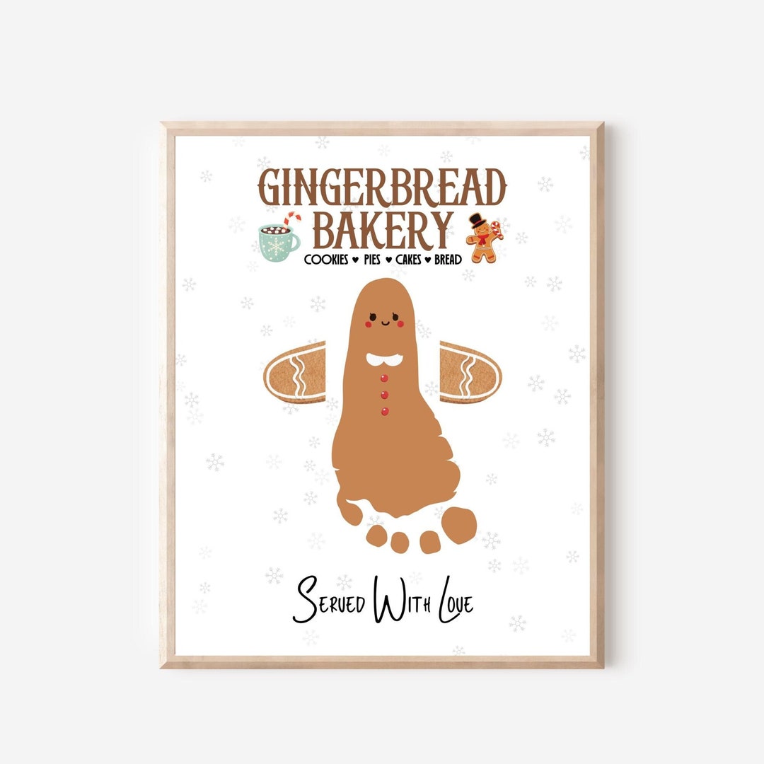 Gingerbread Man Footprint Craft, Christmas Footprint Printable ...