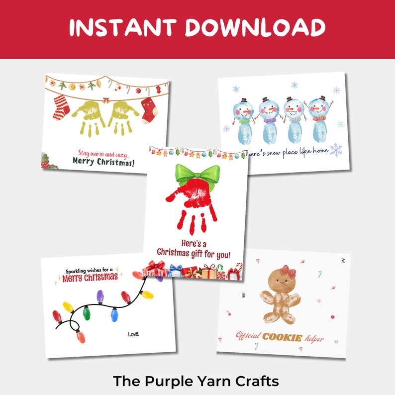 Christmas Handprint Footprint Thumbprint Art Bundle, Winter Handprint ...