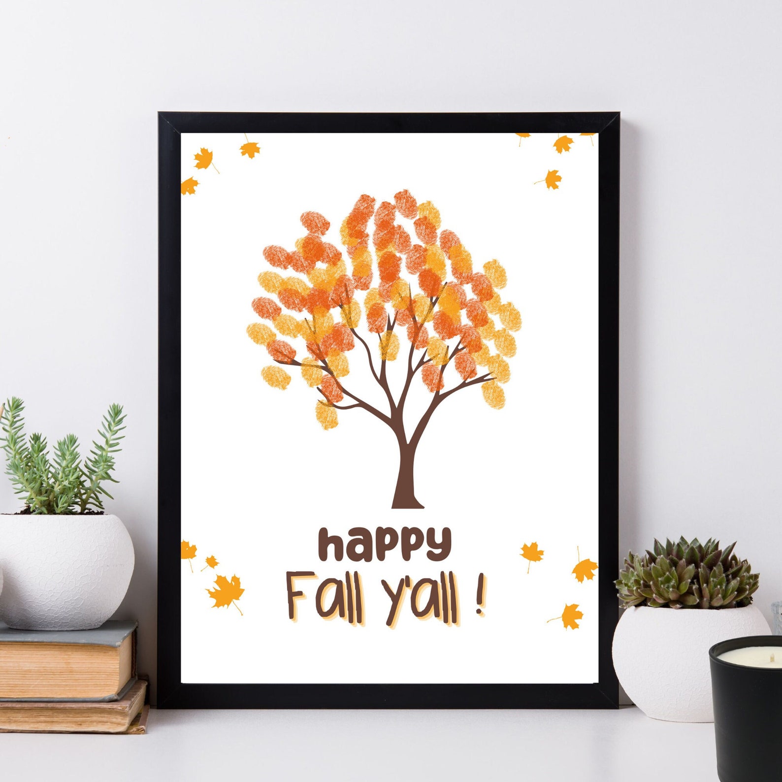 Fall Tree Fingerprint Craft, Printable Fall Handprint Craft, Happy Fall ...