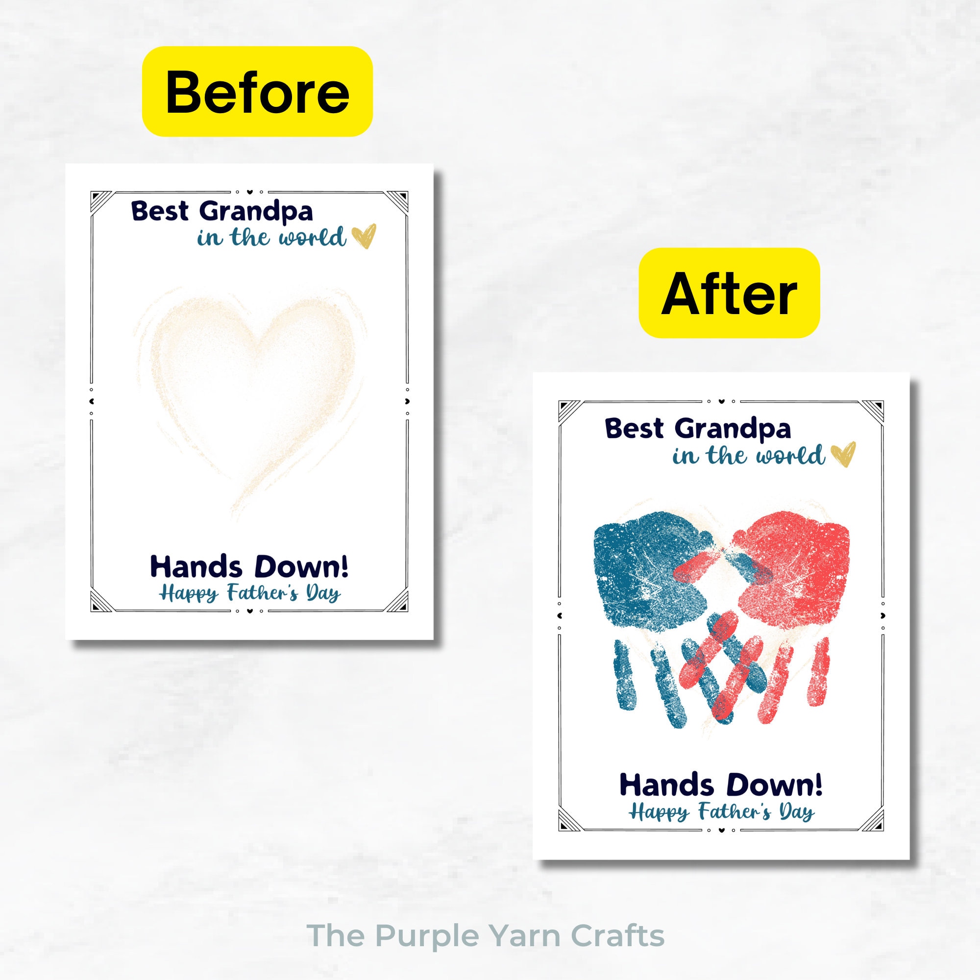 Father's Day Grandpa Handprint Art, Gift From Grandkid, Best Grandpa ...