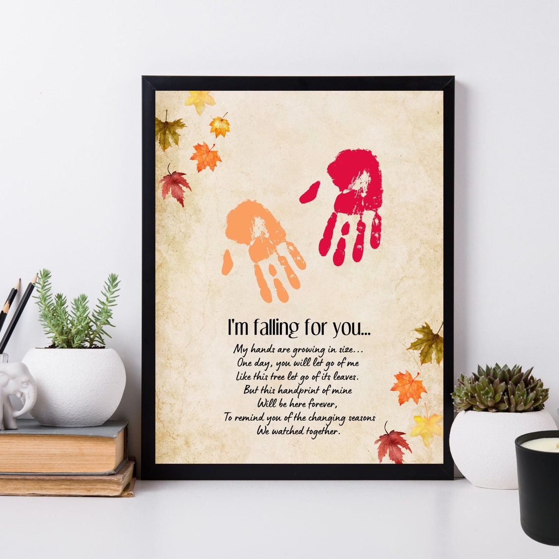 Fall Leaf Poem Handprint Art, Printable Autumn Handprint, Baby Toddlers ...