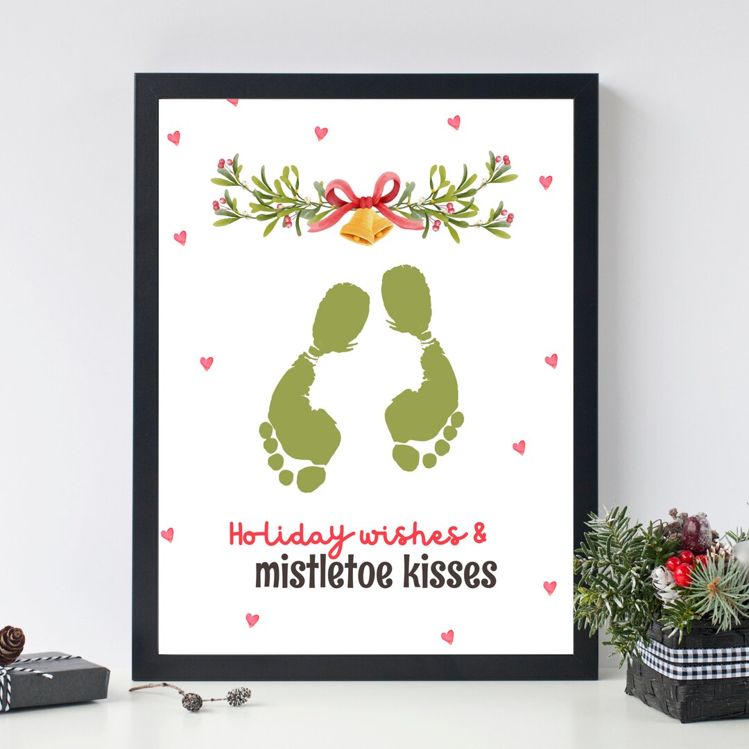 Christmas Mistletoe Footprint Craft,mistletoe Handprint,preschool Craft ...