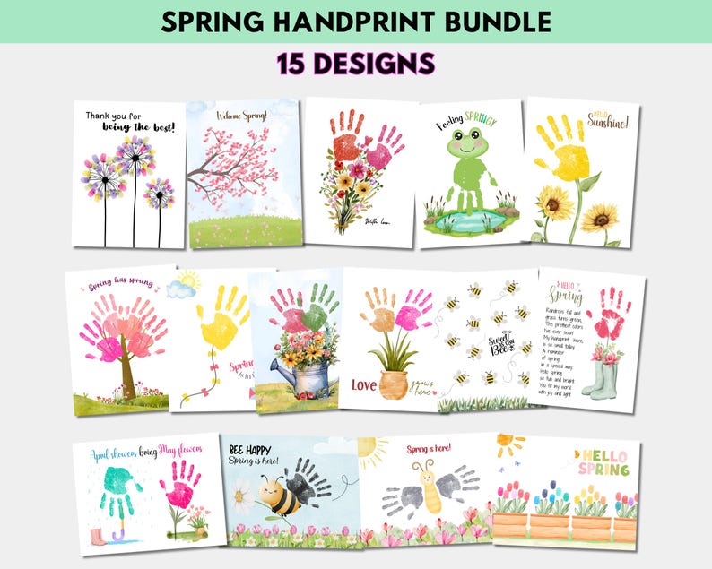 Spring Handprint Craft Bundle, Spring Printable, Daycare Preschool ...
