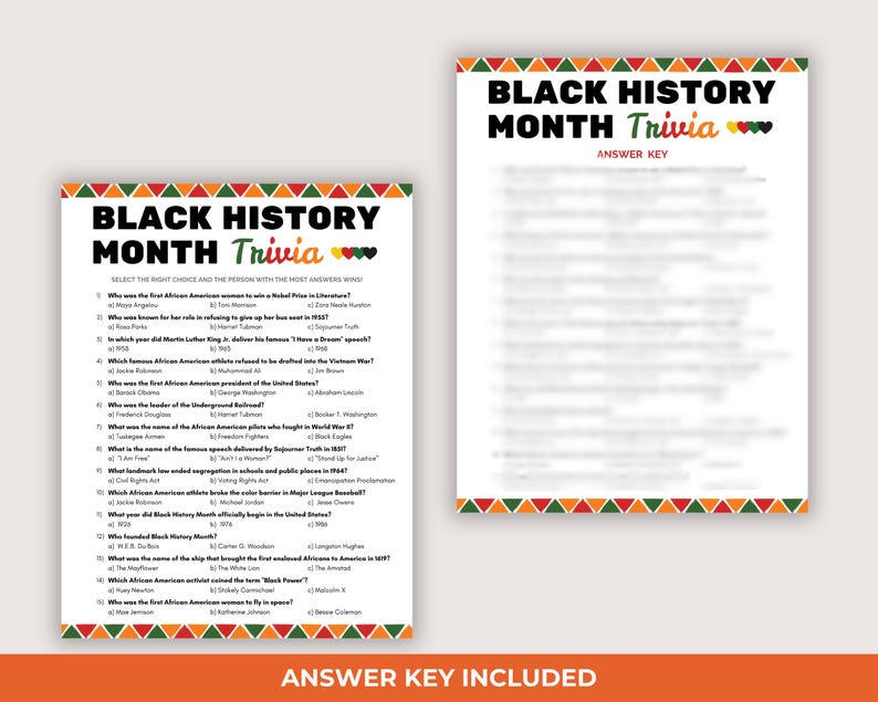 Black History Month Trivia Game, Black History Trivia, Black History ...