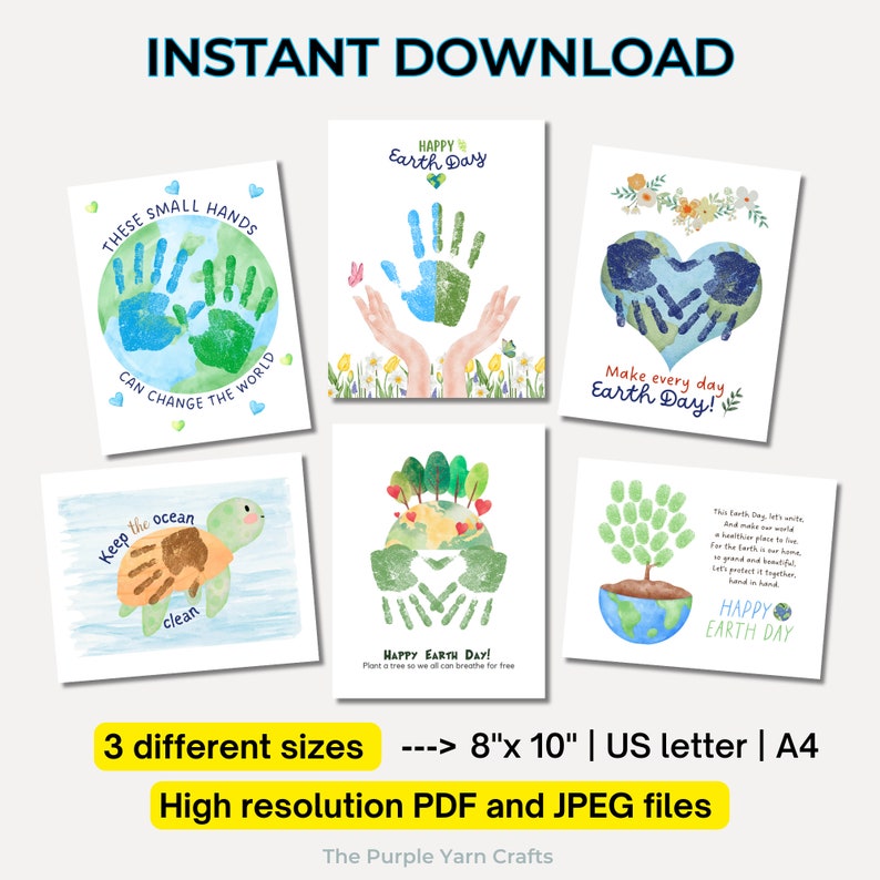 Earth Day Handprint Art Bundle, Earth Day Printable, Fingerprint Tree ...