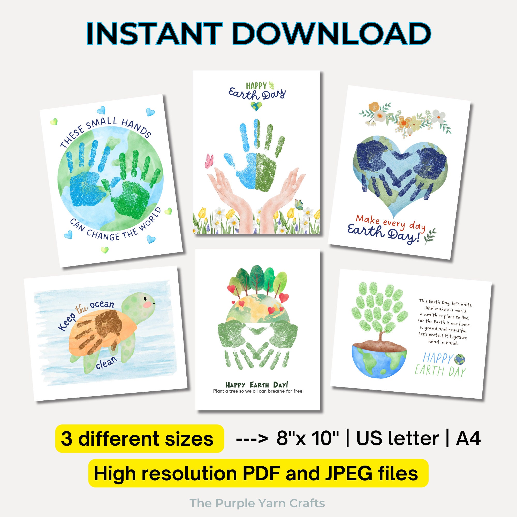 Earth Day Handprint Art Bundle, Earth Day Printable, Fingerprint Tree ...