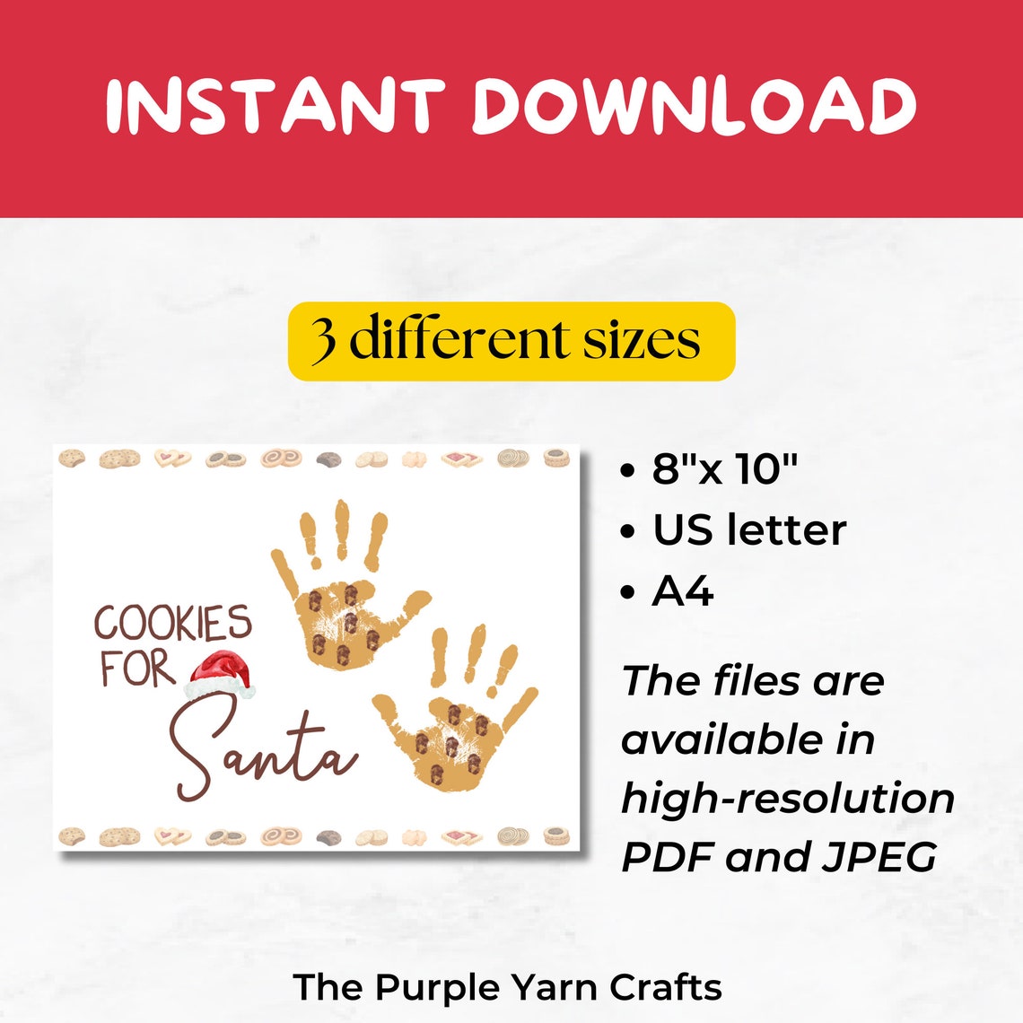 Christmas Handprint Art, Cookies for Santa Handprint, Christmas ...