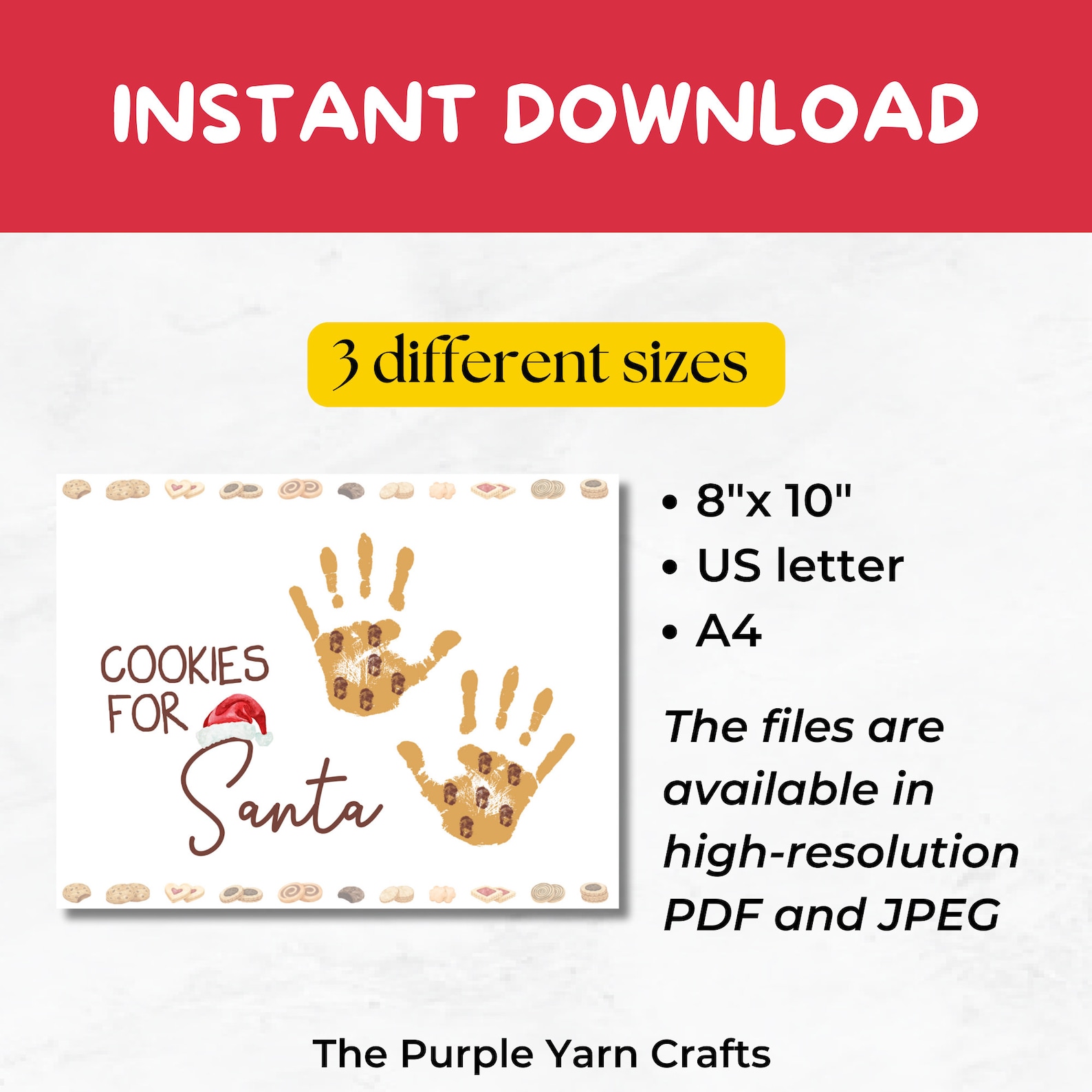 Christmas Handprint Art, Cookies for Santa Handprint, Christmas ...