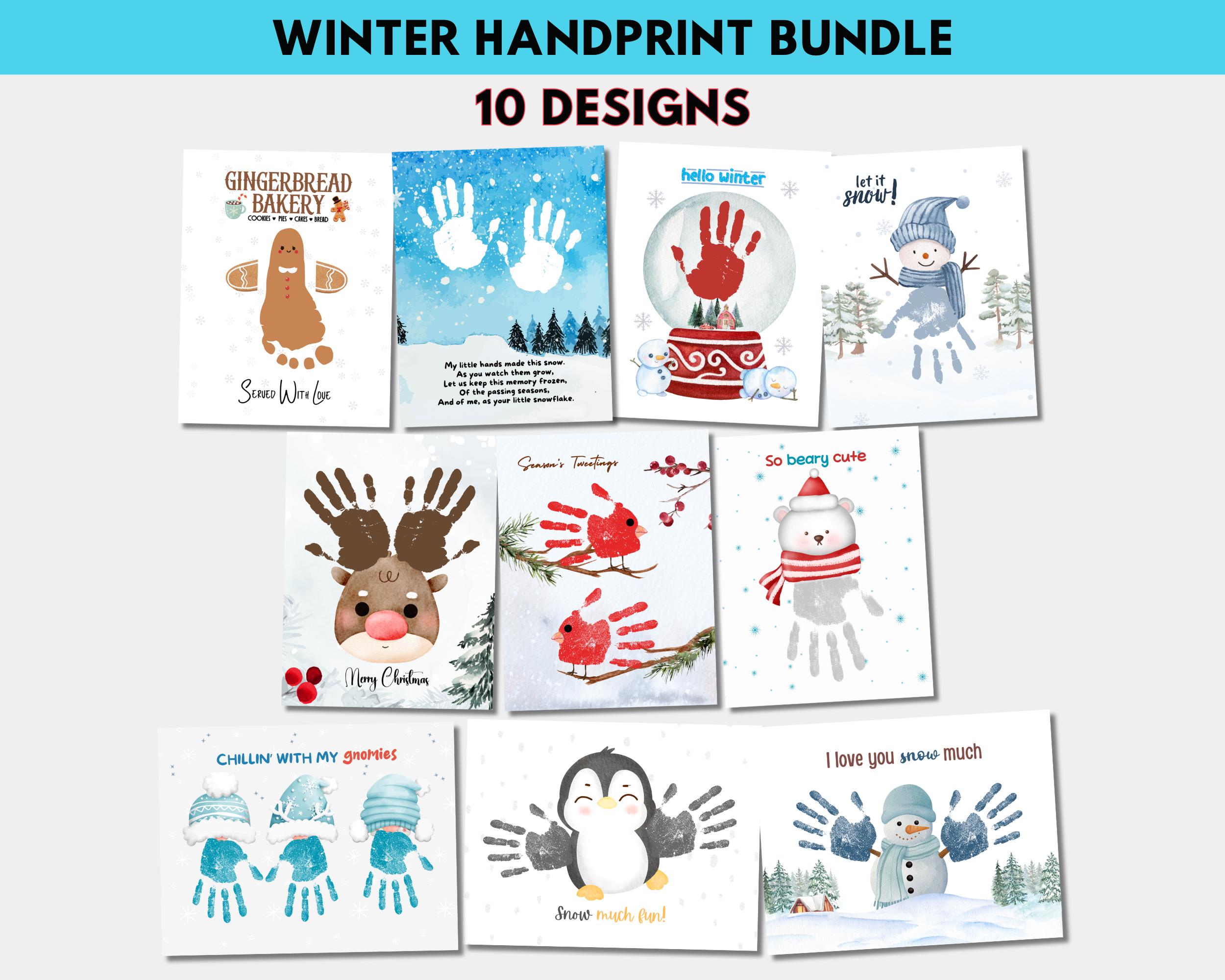 Winter Handprint Art Bundle, Winter Printable Prek, Snowman Handprint ...