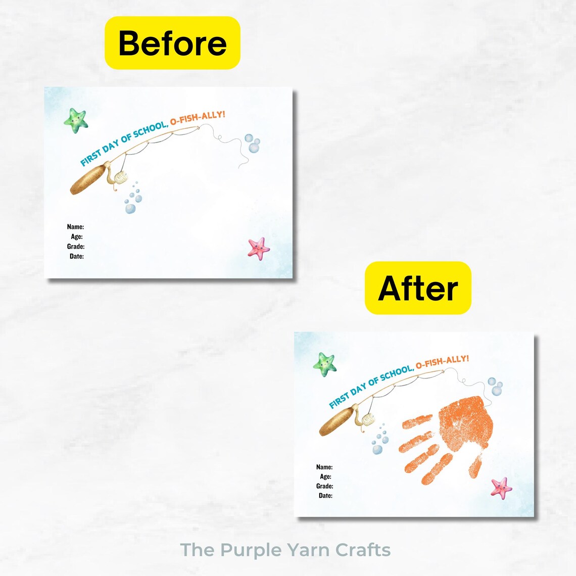 O-fish-ally First Day of School Handprint, Printable Back to School ...