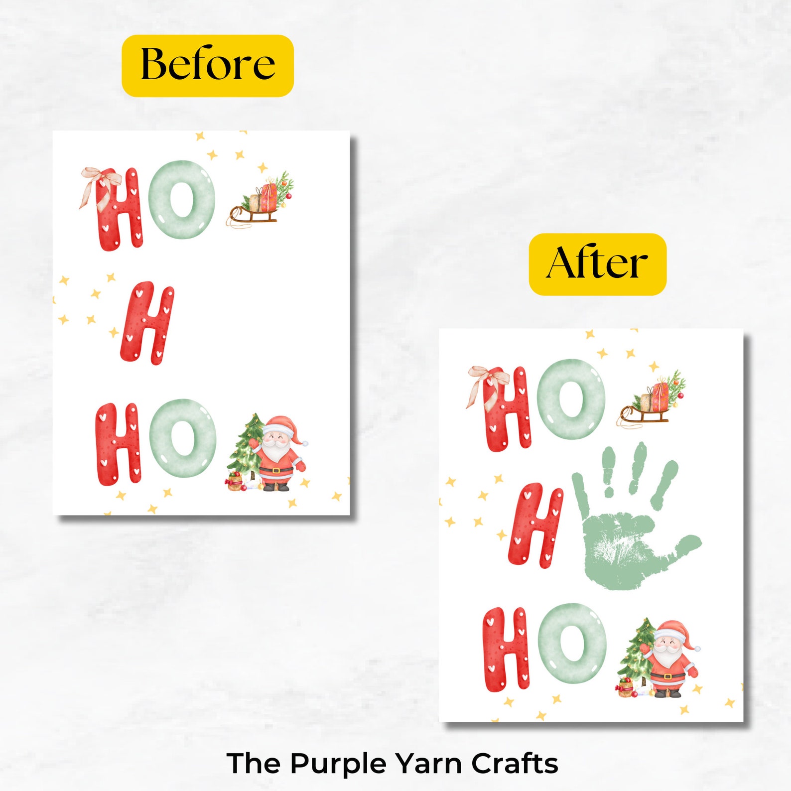 Christmas Handprint Art, Ho Ho Ho Handprint, Baby's First Handprint ...