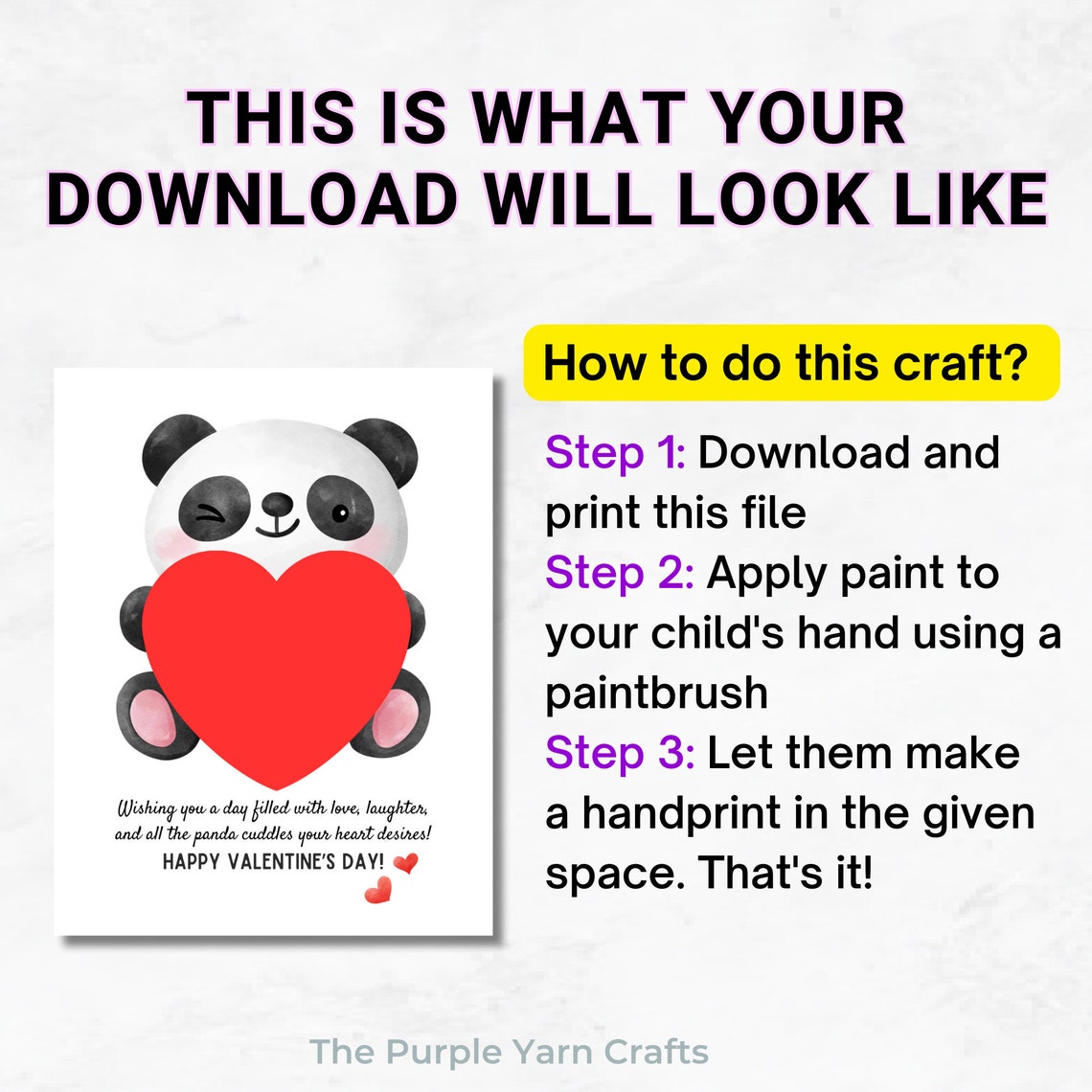 Panda Valentine Handprint Craft, Valentine's Day Handprint Art, Daycare ...