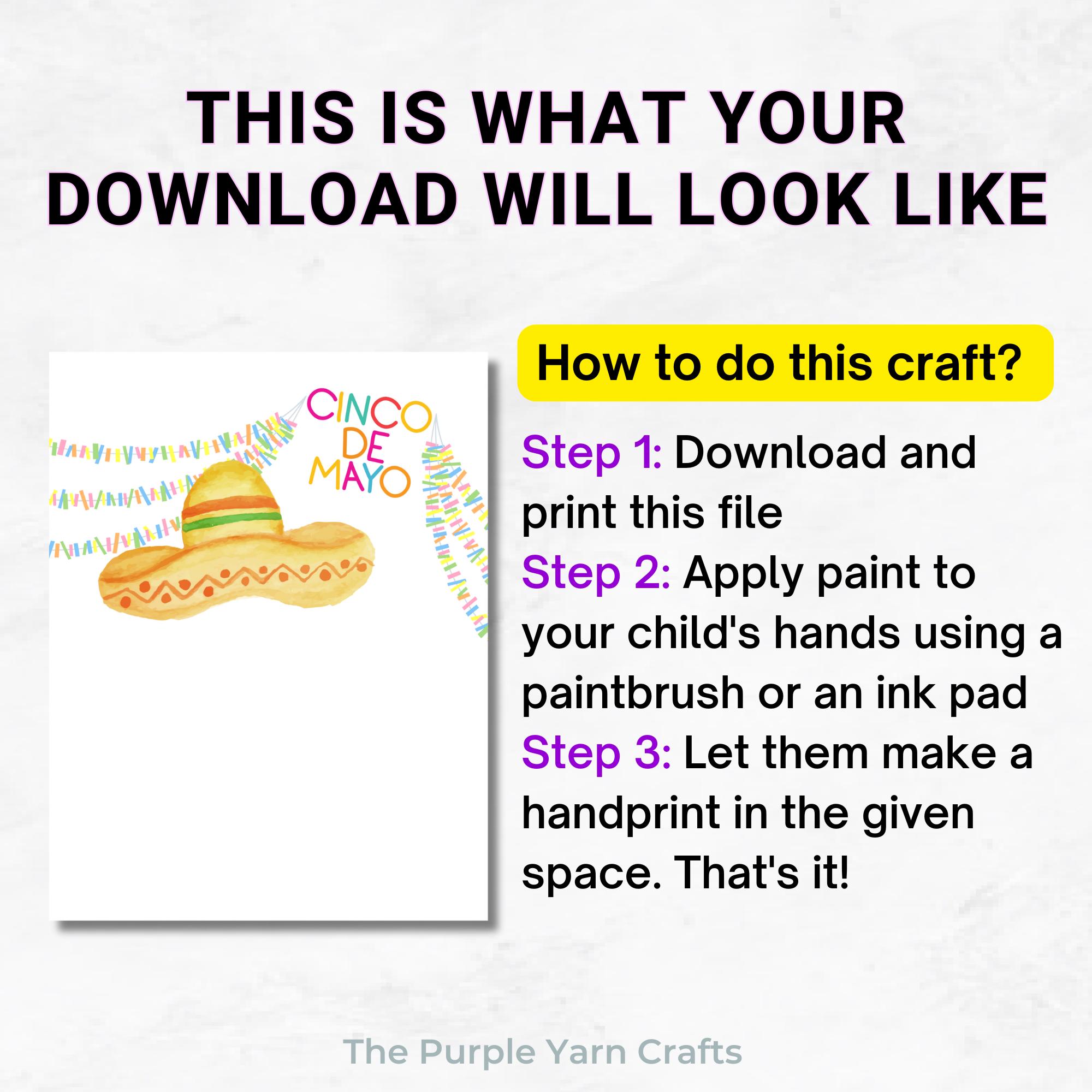 Sombrero Hat Cinco De Mayo Handprint, Daycare Printable, Cinco De Mayo ...