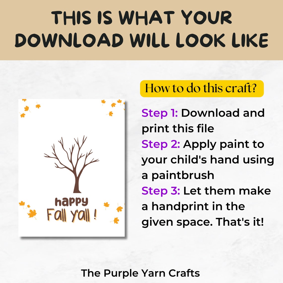 Fall Tree Fingerprint Craft, Printable Fall Handprint Craft, Happy Fall ...