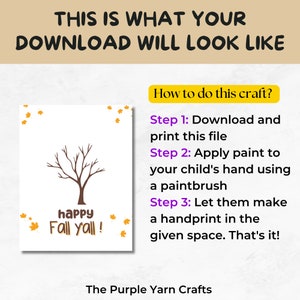 Fall Tree Fingerprint Craft, Printable Fall Handprint Craft, Happy Fall ...