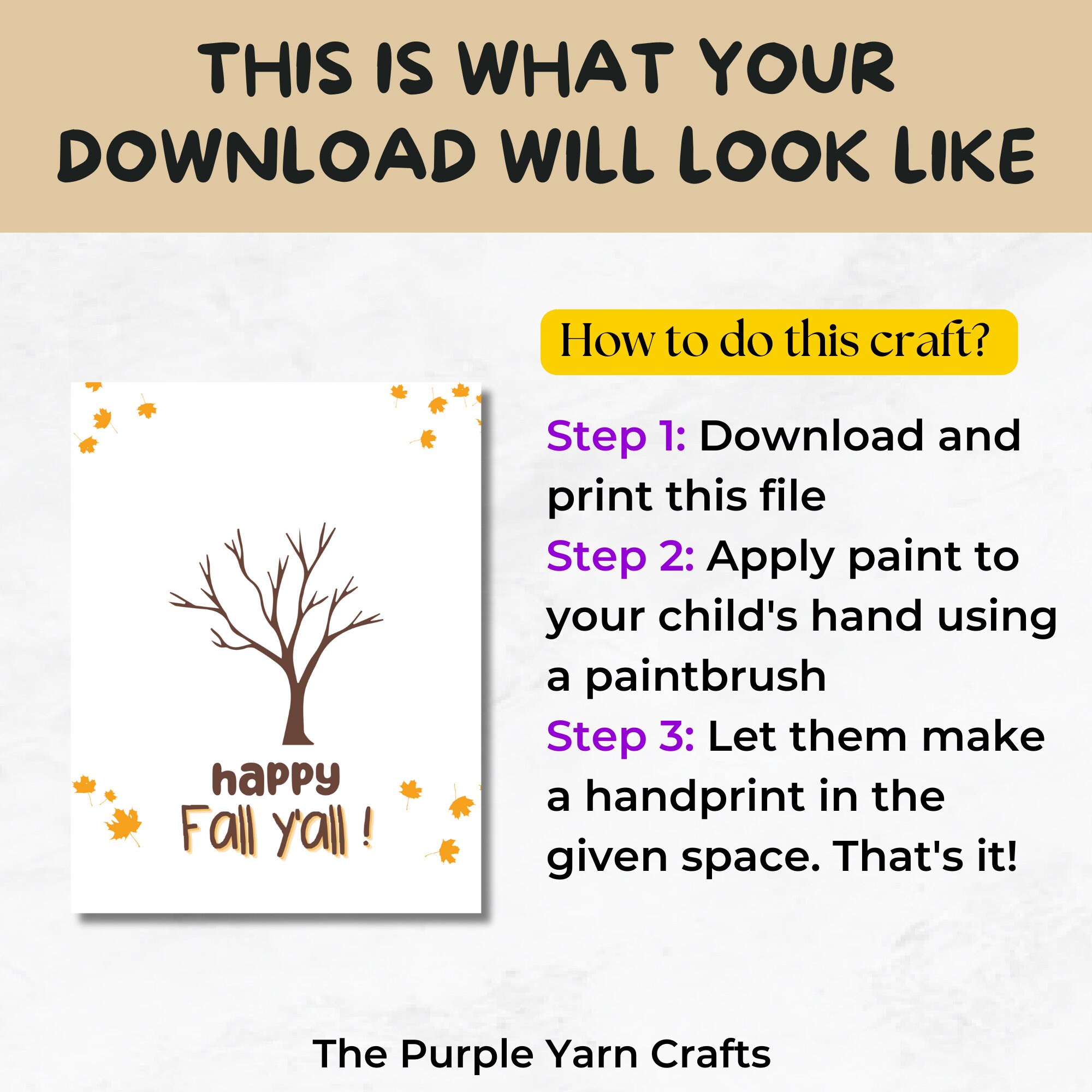 Fall Tree Fingerprint Craft, Printable Fall Handprint Craft, Happy Fall ...