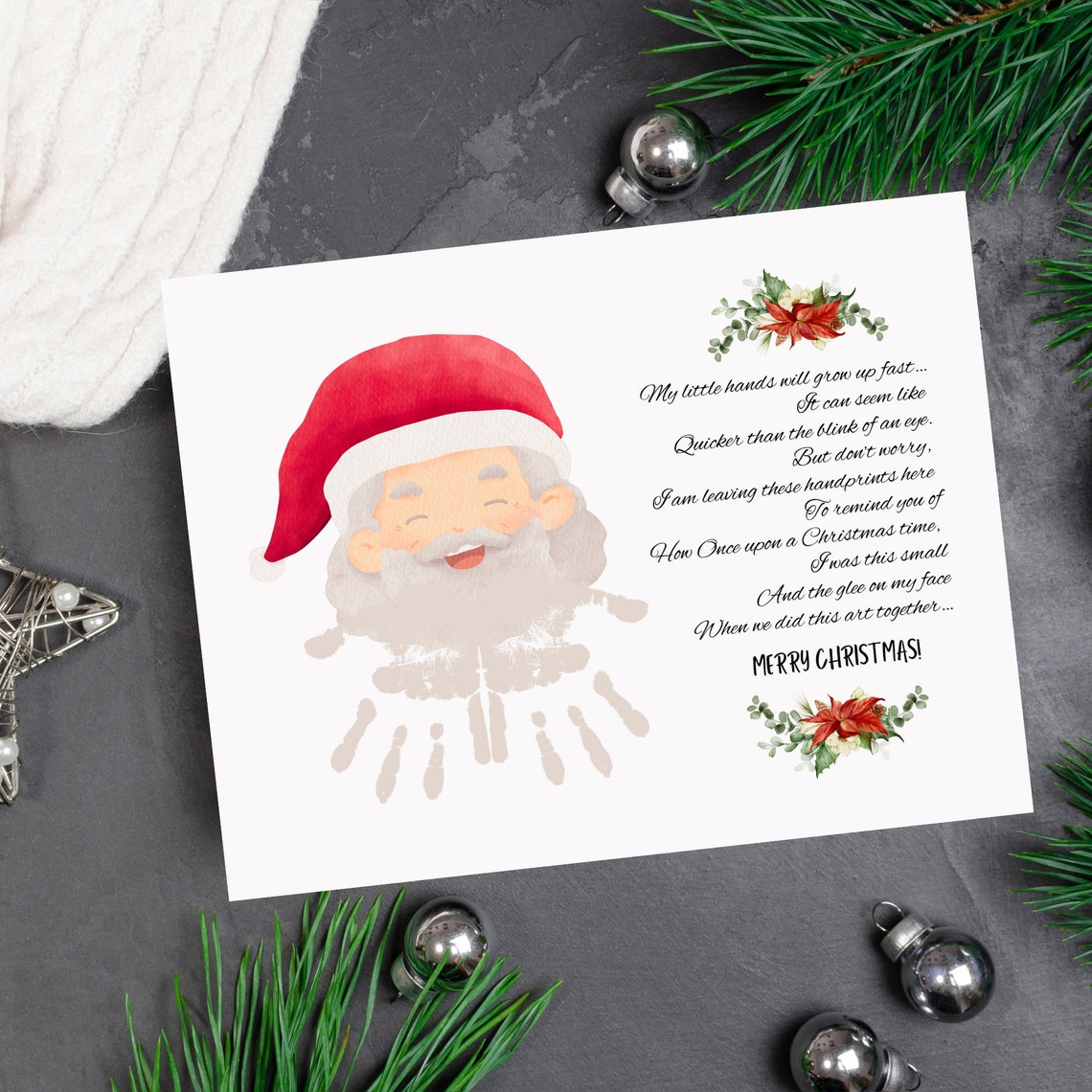 Santa Handprint Art, Christmas Handprint Poem, Christmas Handprint Art ...
