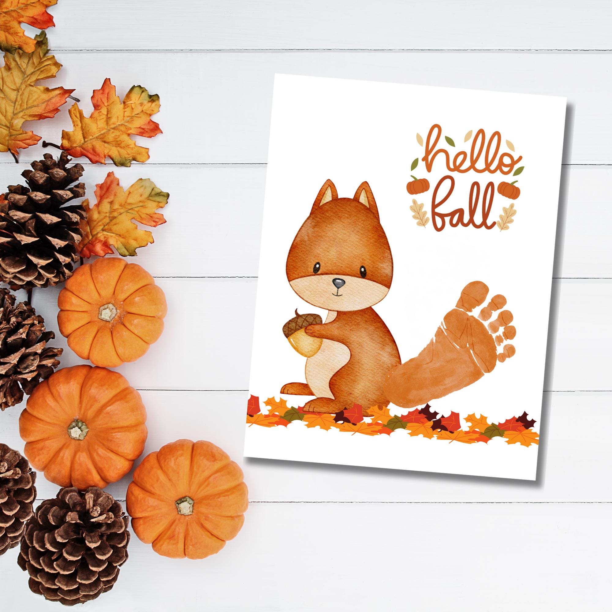 Hello Fall Footprint Craft, Squirrel Footprint, Fall Daycare Activity ...