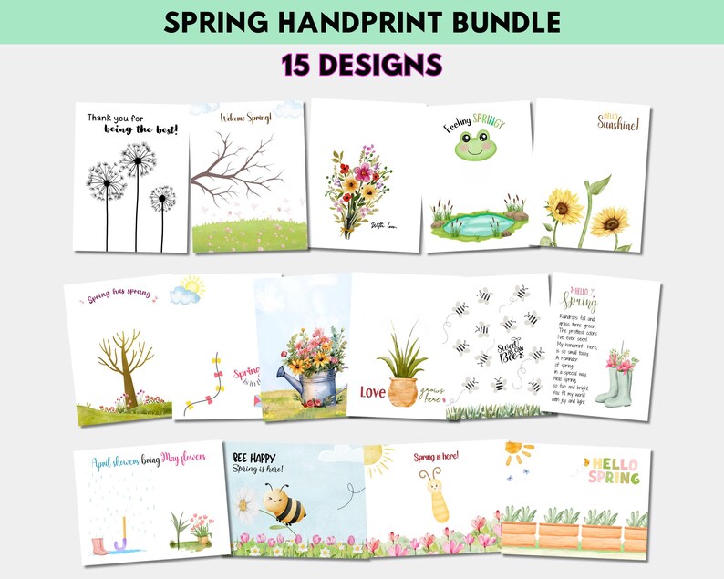 Spring Handprint Craft Bundle, Spring Printable, Daycare Preschool ...
