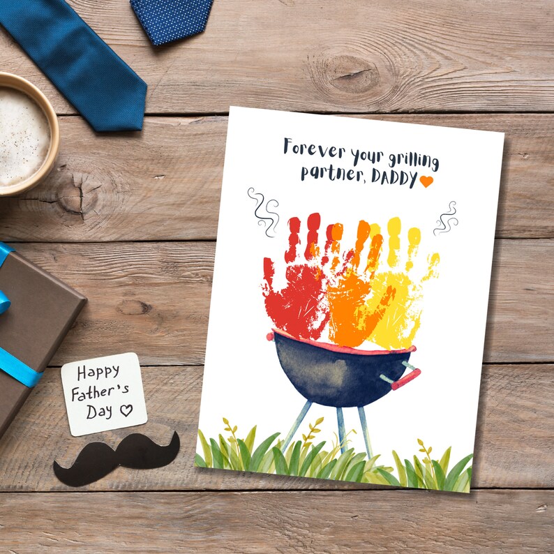 Grilling Father's Day Handprint, DIY Gift for Dad, Dad Gift From Kids ...