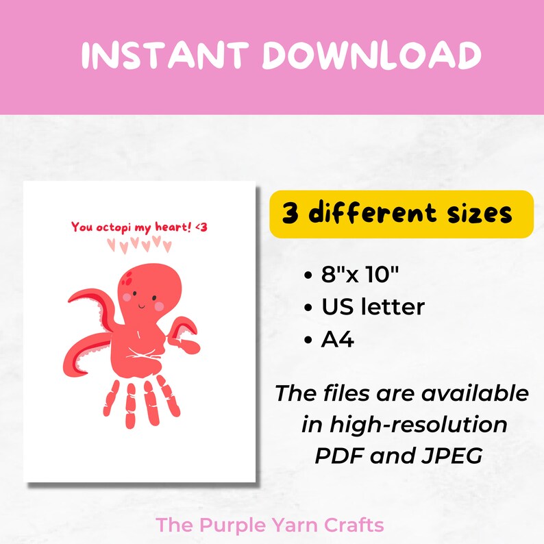 Valentine's Day Octopus Handprint Art, Preschool Valentines, Daycare ...