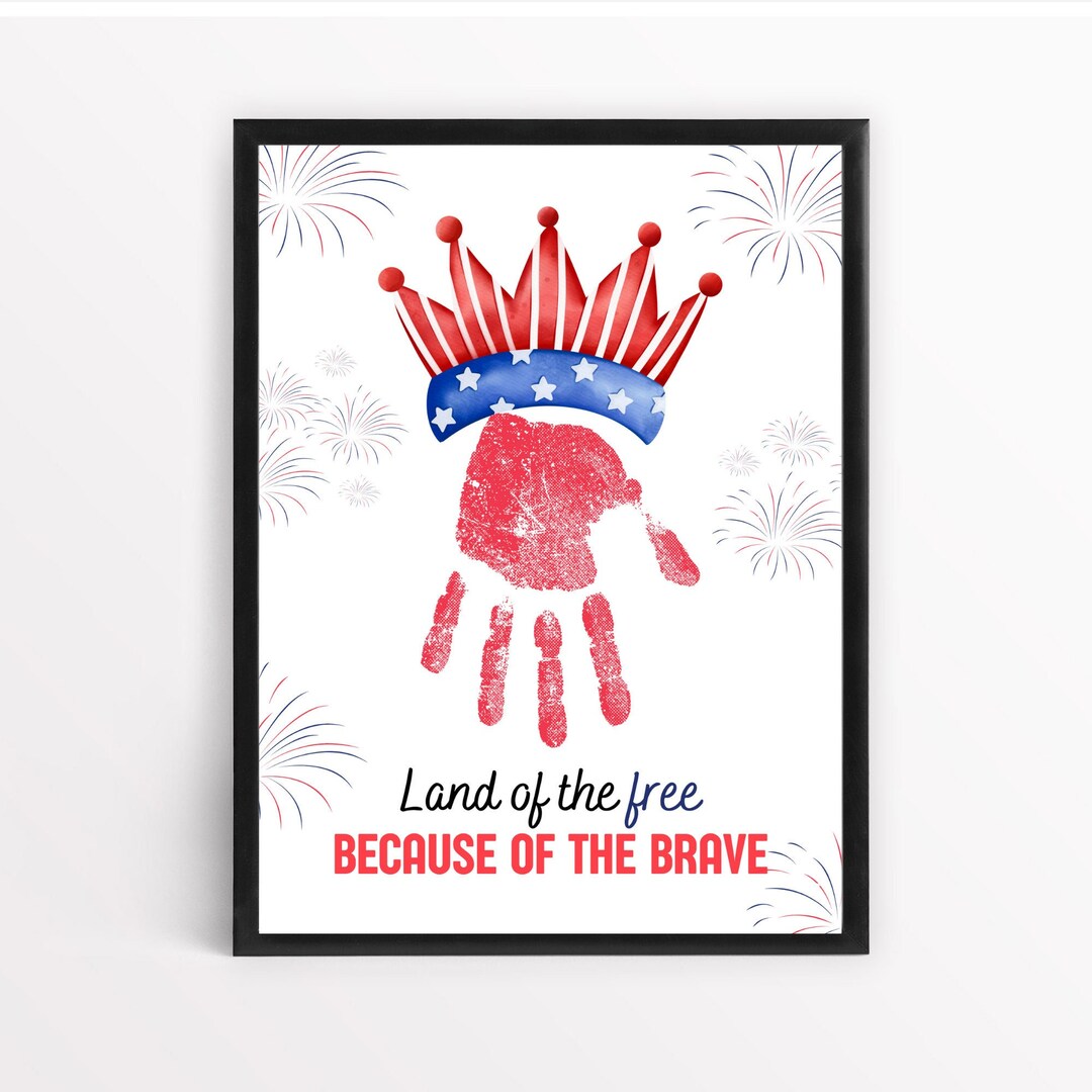 Memorial Day Handprint, Land of the Free, Memorial Day Craft, Memorial ...