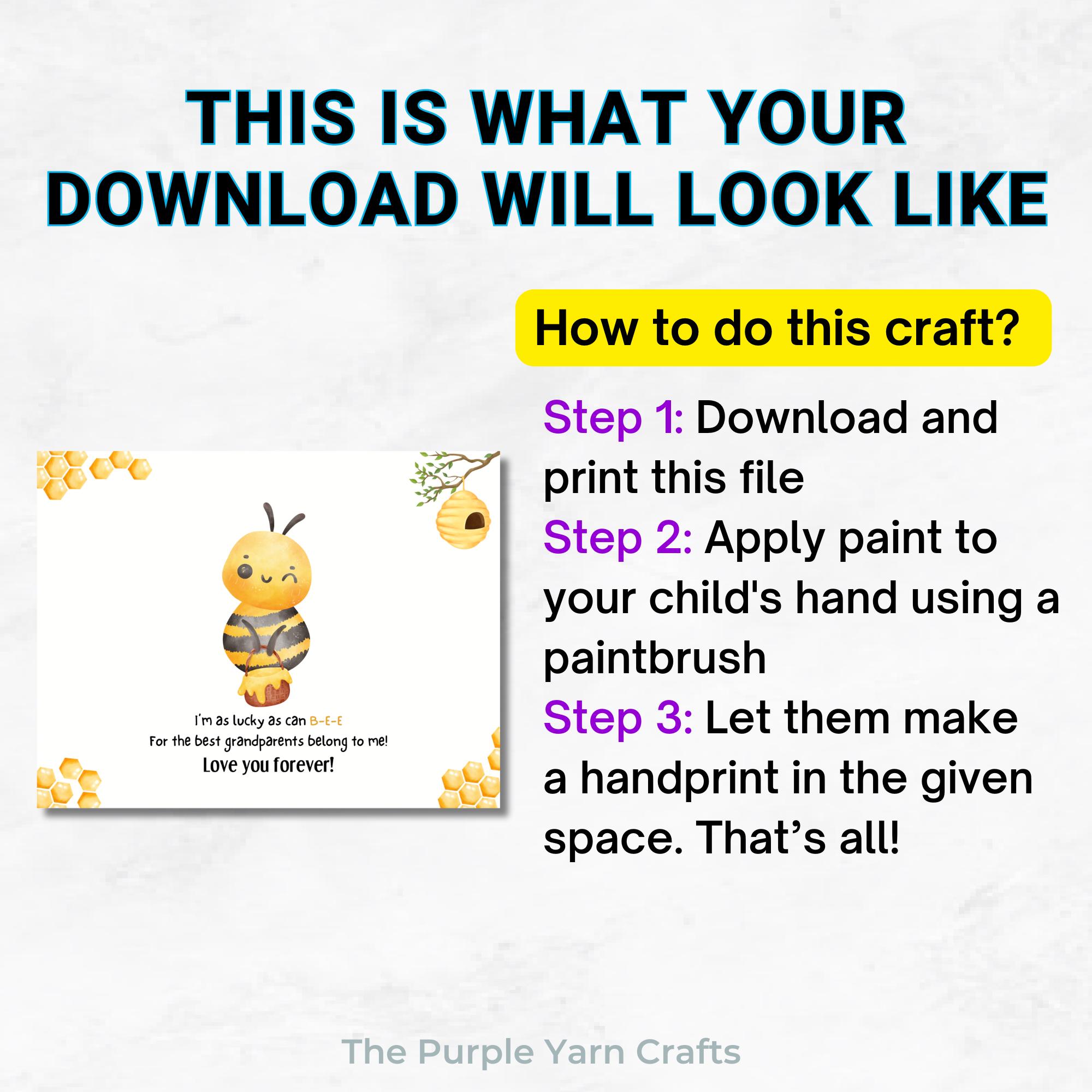 Grandparents Bee Handprint Craft, Grandparents' Day Handprint ...