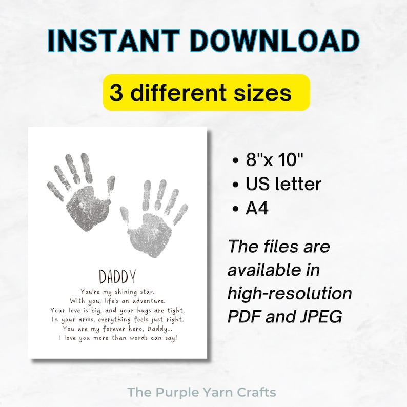 Dad Poem Handprint, Father's Day Poem Printable, Dad Birthday Gift From ...