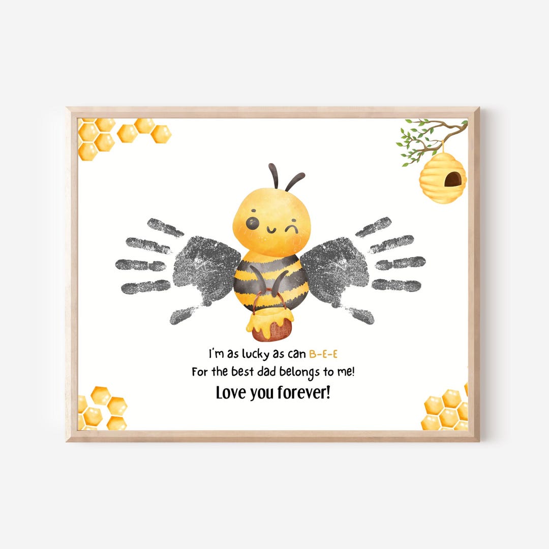 Bee Handprint Father's Day, Dad Handprint Gift, Father's Day Craft Bee ...