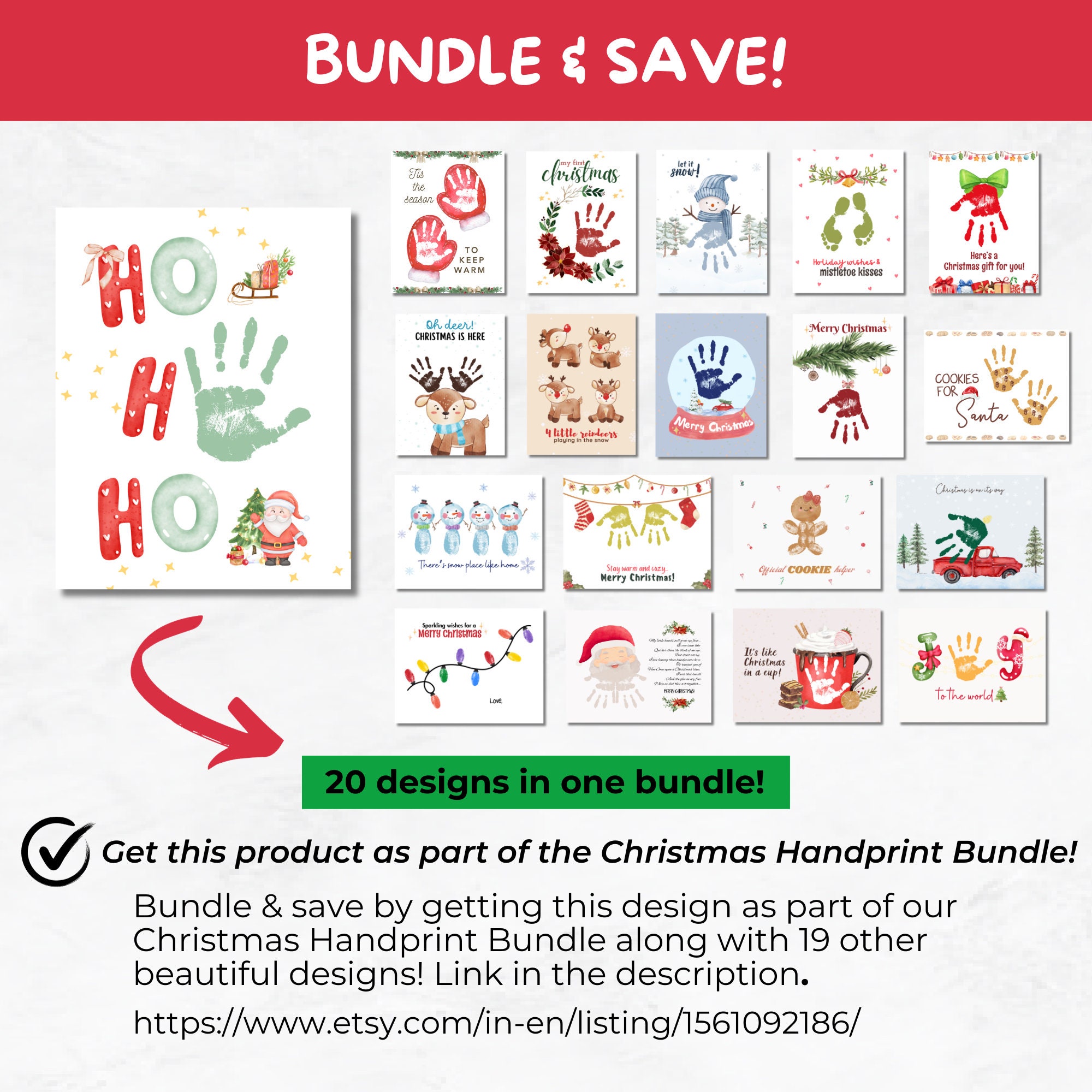 Christmas Handprint Art, Ho Ho Ho Handprint, Baby's First Handprint ...
